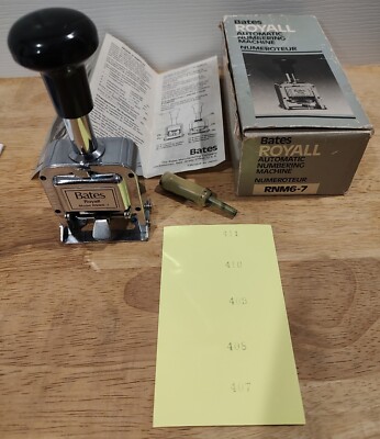 Bates Royall Automatic Numbering Machine Stamp RNM6-7 Craft Arts Home ...