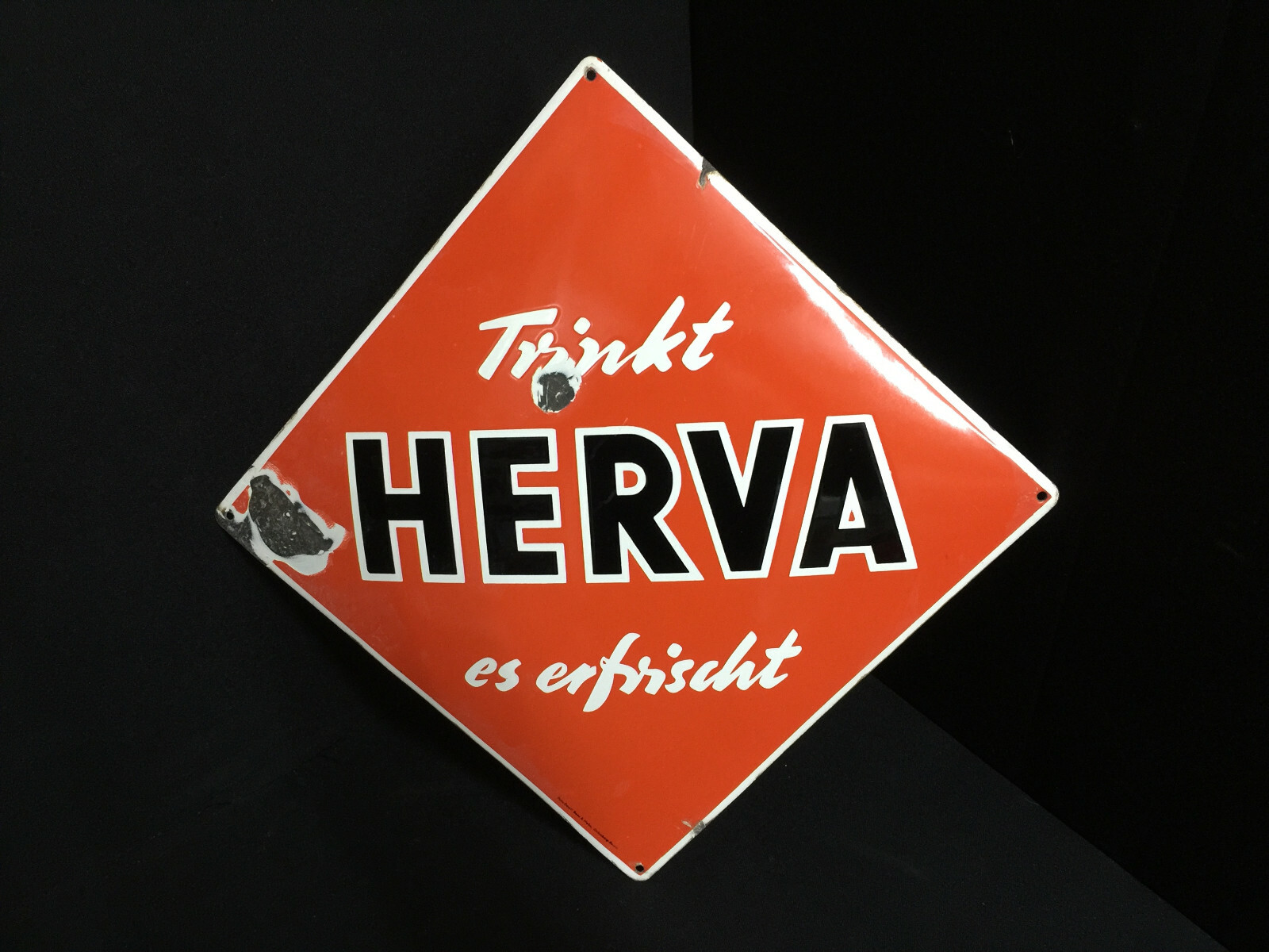 Trinkt HERVA - Emailleschild - 32,5 x 32,5 cm - D um 1950 | eBay.de