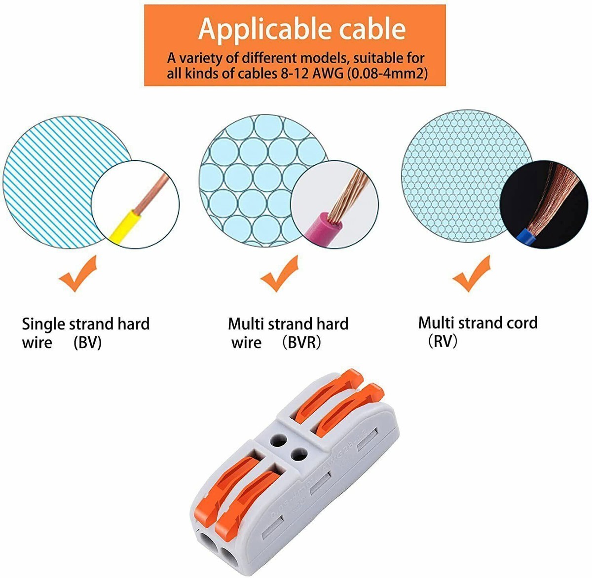 Wire Connectors Fidecoelectrical Connector Blocks 60 Pack Conductor ...