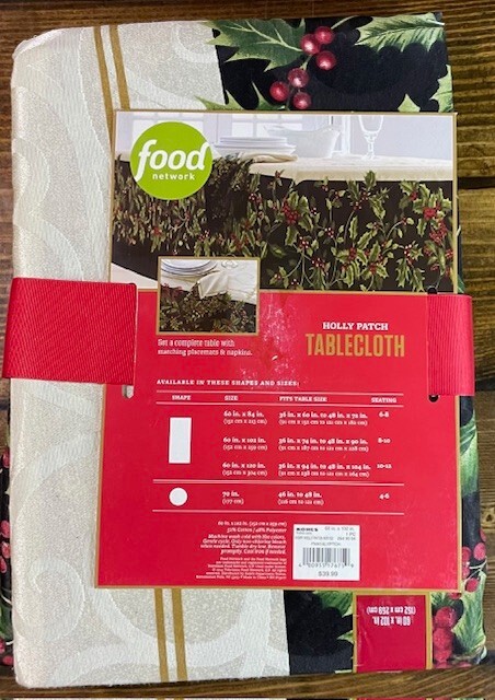 Food Network, Kohl’s, Holly Patch, Tablecloth, Christmas, 60” x 102 ...