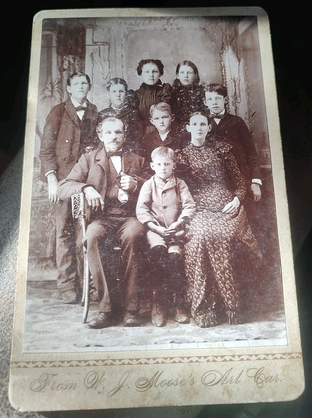 Cabinet Card Photo Of Large Identified Family, Mother, Father, Seven ...
