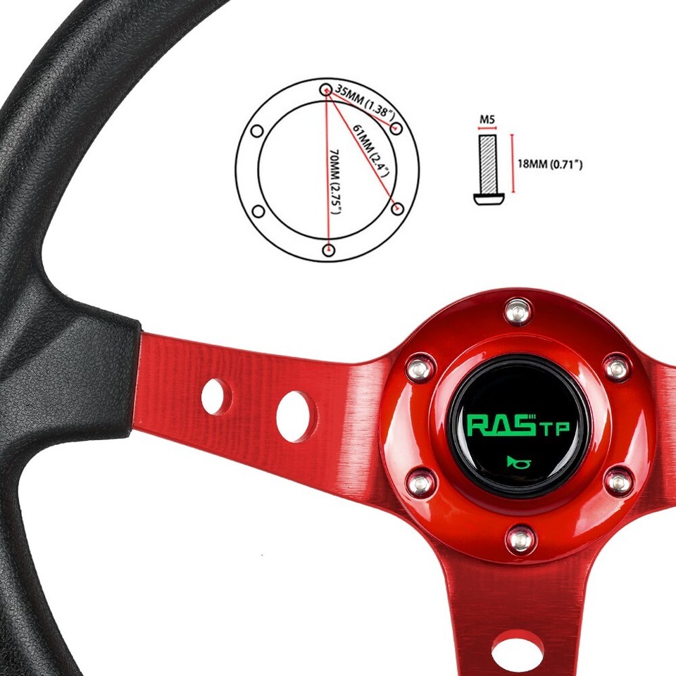 345mm Deep Dished Racing Steering Wheel+Ball Quick Release Adapter Kit ...