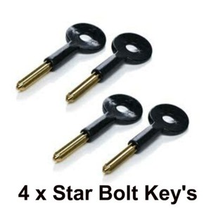 4 x Security Bolt STAR KEYS For Rack Bolts Wooden Door Security Lock UK ...