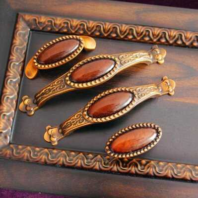 Chic amber Drawer Pull Handles Dresser Knobs Antique Kitchen Cabinet ...