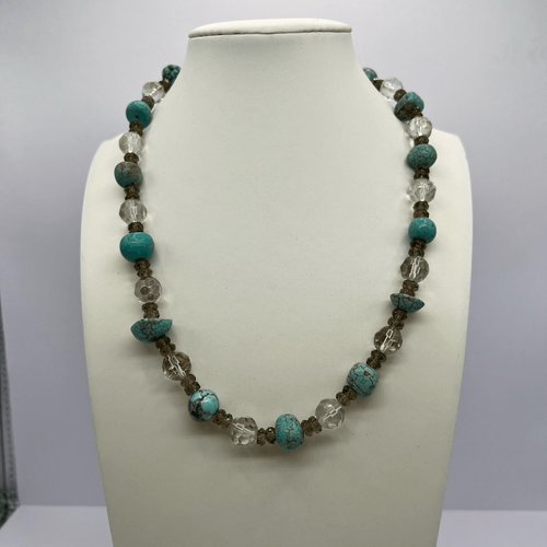 Chunky Station Necklace Multi Bead Faux Turquoise Collar Statement Classic | eBay