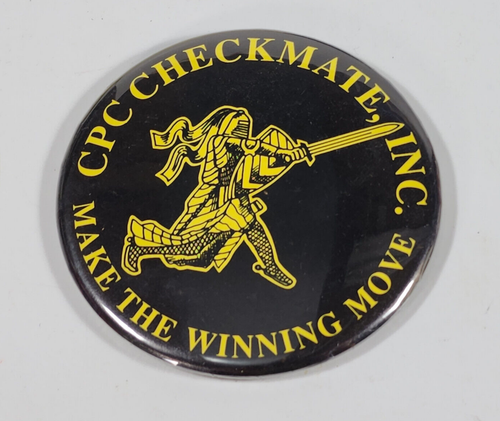 Vintage CPC Checkmate Inc Badge Pin Button 3.5" Make The Winning Move ...