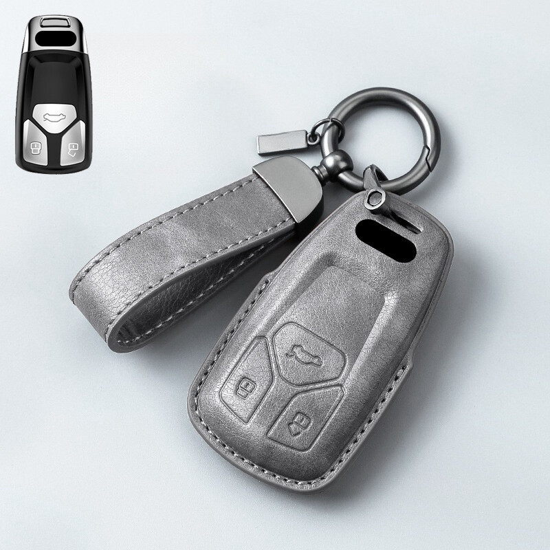 Genuine Leather Car Smart Key Fob Case Cover For Audi S5 SQ5 Q5 Q7 A4 ...