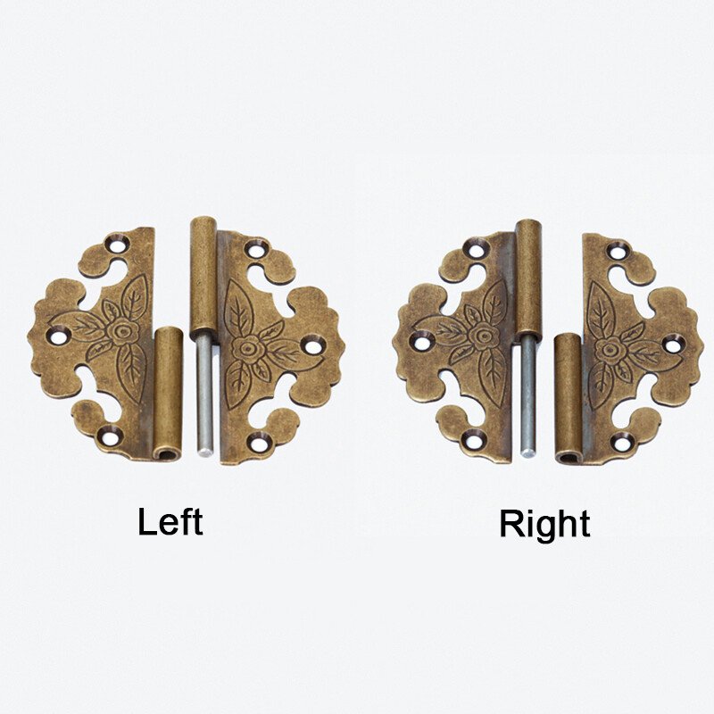 HOT 4Pair Brass Furniture Hinges Exquisite Carved Chest Wood Case Gift ...