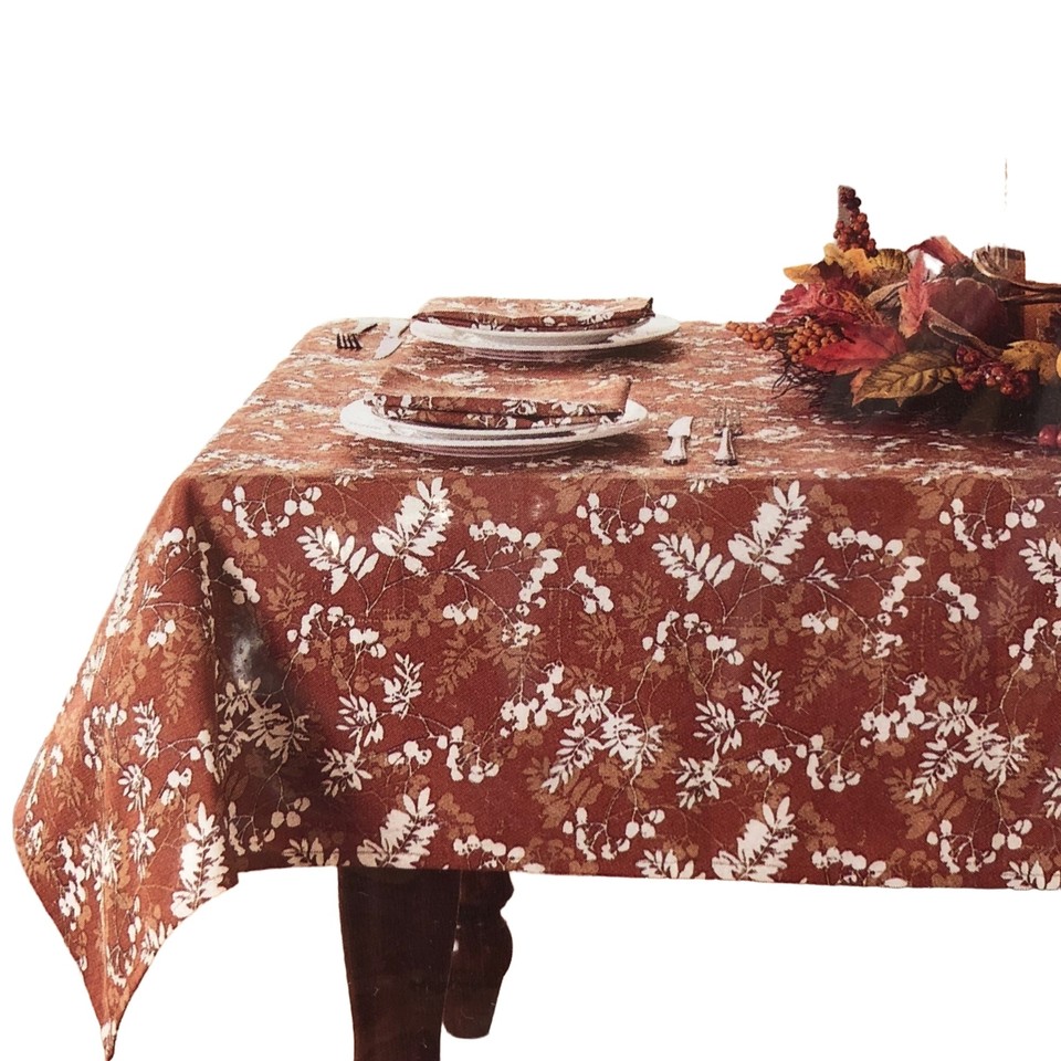 AUTUMN FOLIAGE OBLONG/OVAL TABLECLOTH 60" X 84 " SEATS 6-8 NEW WITH TAG ...
