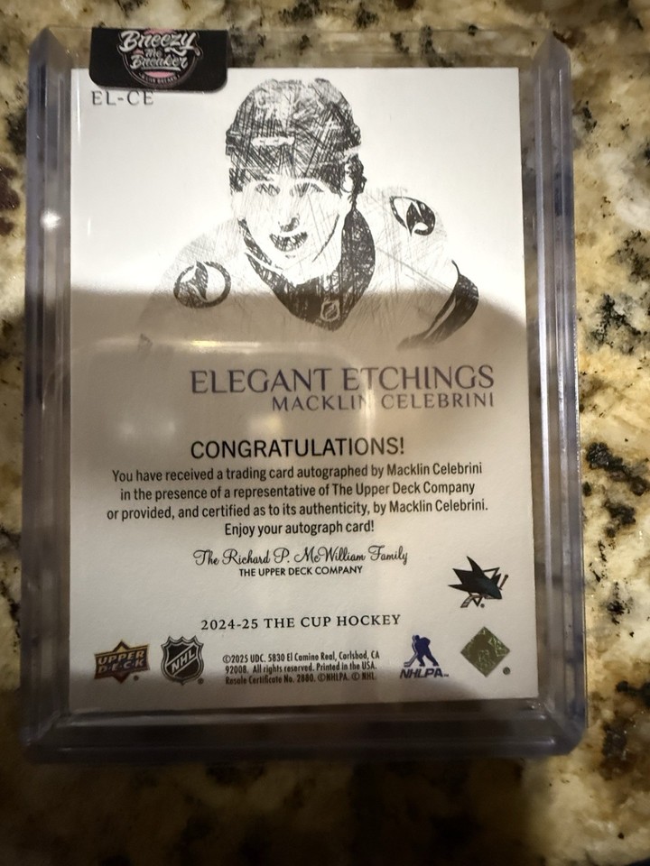 2024-25 The Cup Hockey MACKLIN CELEBRINI ELEGANT ETCHINGS AUTO ON CARD ...