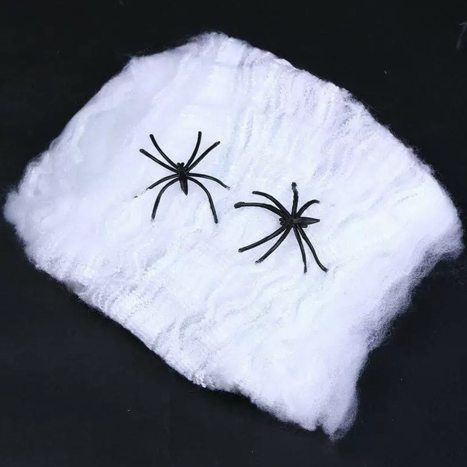 Halloween Spider Webs Decoration w/60 Extra Fake Spiders Cobweb ...