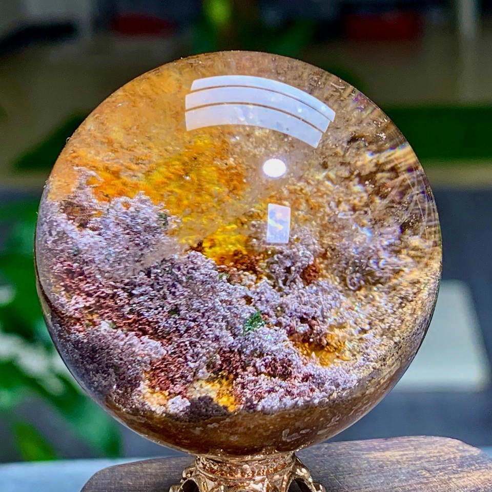 126G Natural Green Ghost Crystal Quartz Ball Crystal Sphere Mineral ...