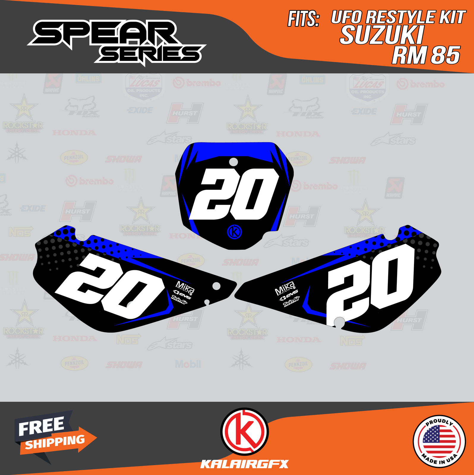 Graphics Kit for Suzuki RM85 (2001-2023) UFO RESTYLE SPEAR-Blue | eBay