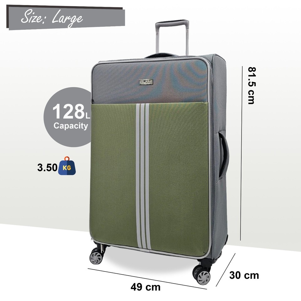 Luggage Travel Suitcase Cabin 4 Wheel Trolley Soft Lightweight Set Bags ...