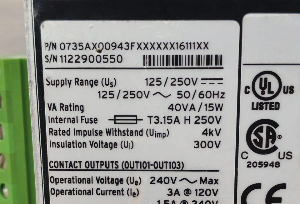 SEL-735 0735AX00943FXXXXXX16111XX POWER QUALITY & REVENUE METER- W/O ...