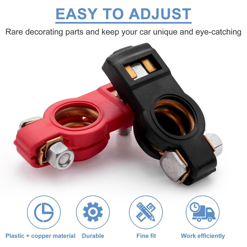 1 Pair Battery Terminal Heavy Duty Car Vehicle Connector Cable Clamp ...