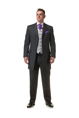 Grey Prince Edward Jacket Wool Herringbone 3/4 Length Teddy Boy Drape ...