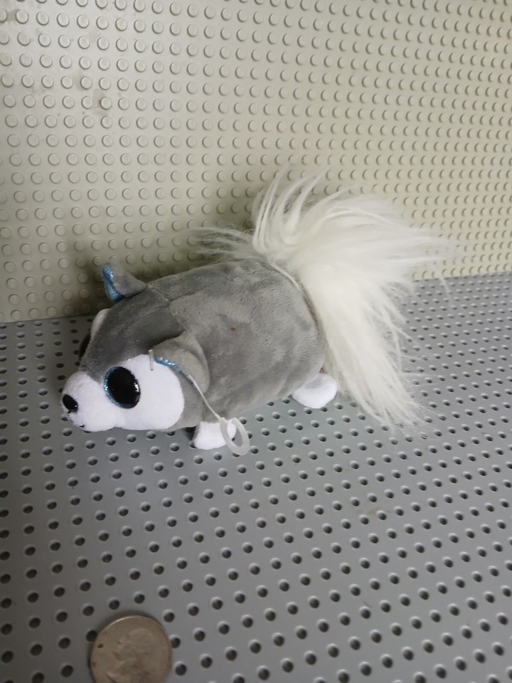 Grin Studios Fuzzee Tails Timber the puppy Fluffy Gray White Soft Cute ...