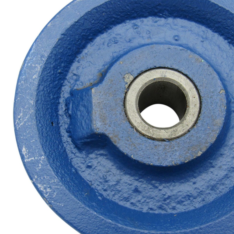 Blue Painted 175MM Cast Iron Sheave With Bush - 19MM Wire Rope Spare ...