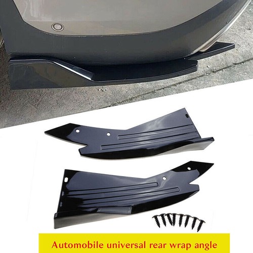 Universal Black Car Rear Bumper Spoiler Lip Wrap Angle Splitter ...