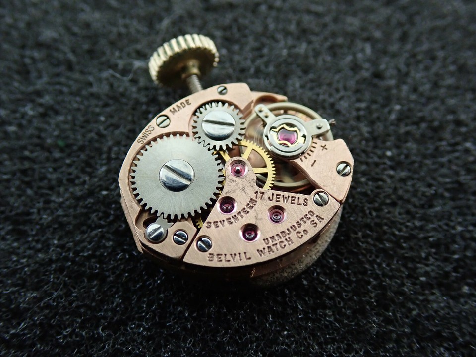 VINTAGE 15.5MM BELVIL WATCH CO. SWISS WRIST WATCH MOVEMENT CAL. 1977 ...