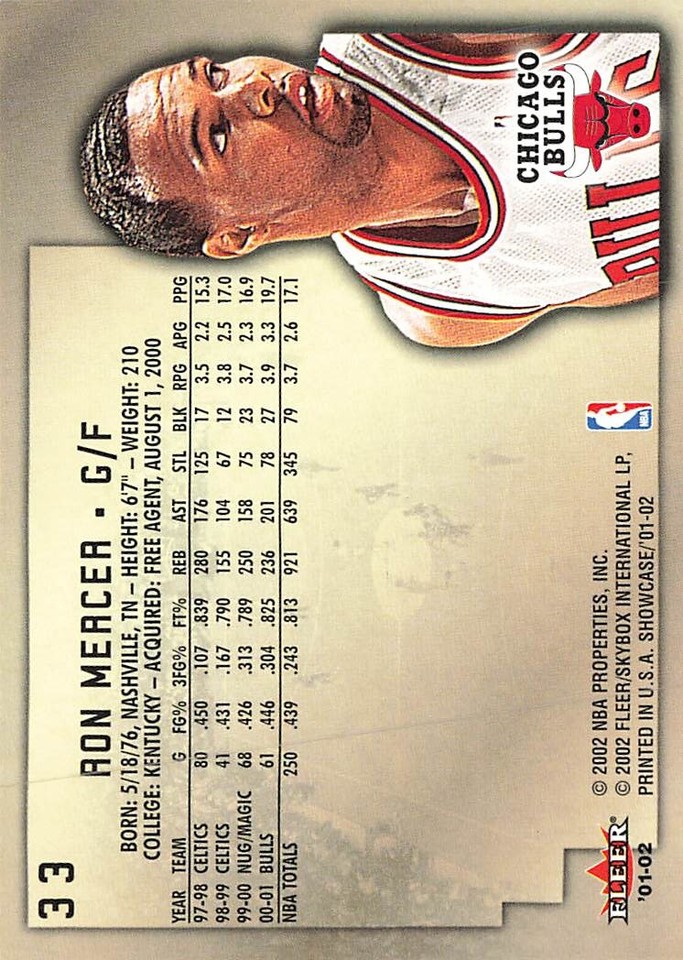 2001 Fleer Showcase #33 Ron Mercer Chicago Bulls | eBay