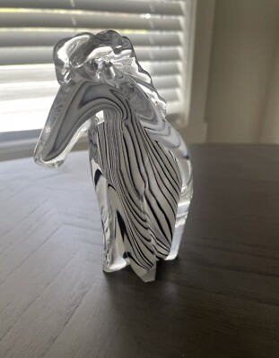 Zebra Kenneth Marine Signed Black White Studio Art Glass Figure ...