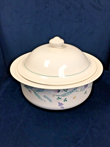 Pfaltzgraff Stoneware April Round Covered Casserole Dish Aqua Pink ...