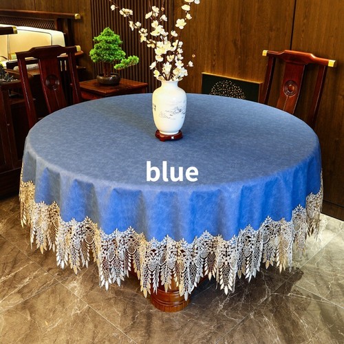 1X Faux Leather Lace Tassel Round Table Cloth Thick Waterproof Floral ...