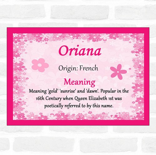 Oriana Name Meaning Pink Certificate | eBay