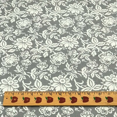Cotton Fabric FQ Quilt Gray Black White Tonal Flower Leaf Joann fabric ...