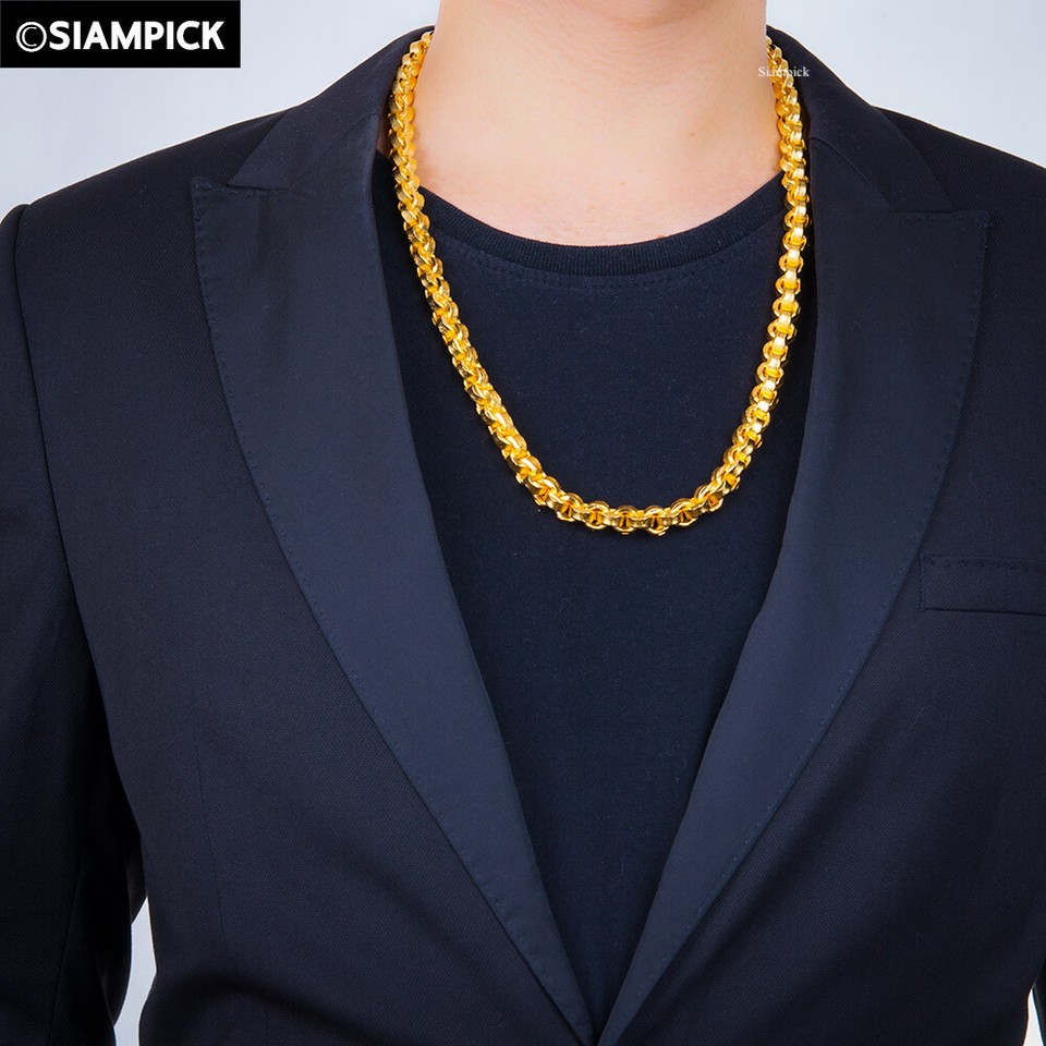 Heavy ROLO Chain Necklace Thai Gold Jewelry Baht Chain 24k Amulet ...