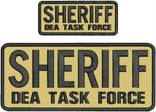 SHERIFF DEA TASK FORCE EMBROIDERY PATCH 10X4 AND 5X2 HOOK ON BACK TAN ...
