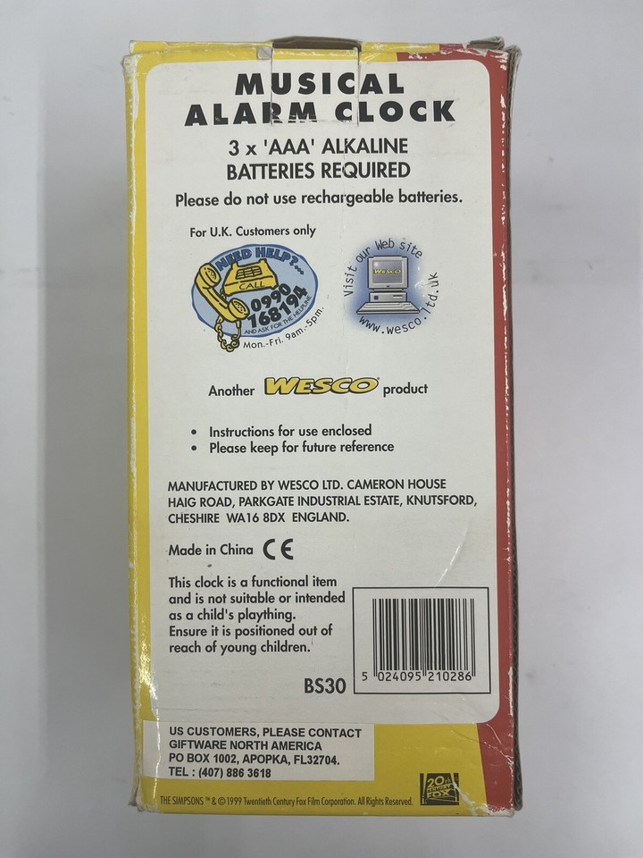 RARE VINTAGE SIMPSONS HOMER DUFF BEER CAN MUSICAL ALARM CLOCK 1999 MINT ...