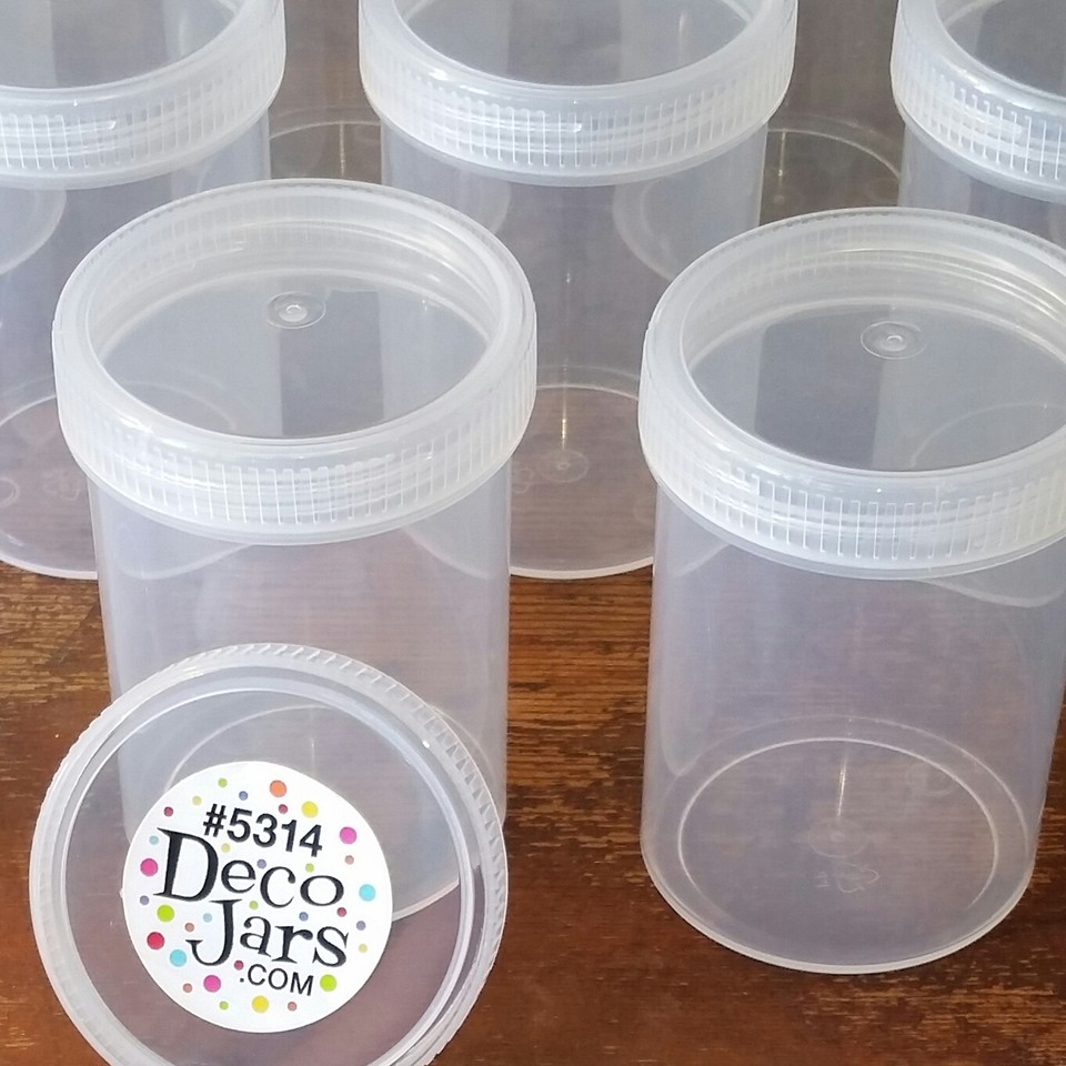 10 Plastic 3 ounce volume Jar Bottle Clear Cap Screw Top Organize 5314 ...