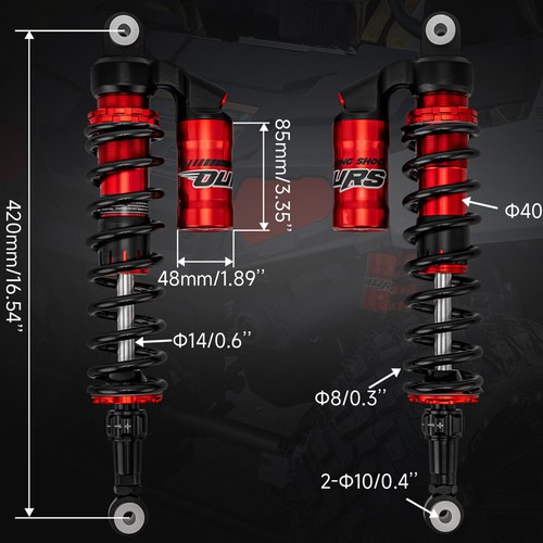 2X STAGE 3 ADJUSTABLE FRONT AIR SHOCKS ABSORBERS FOR POLARIS RANGER RZR ...