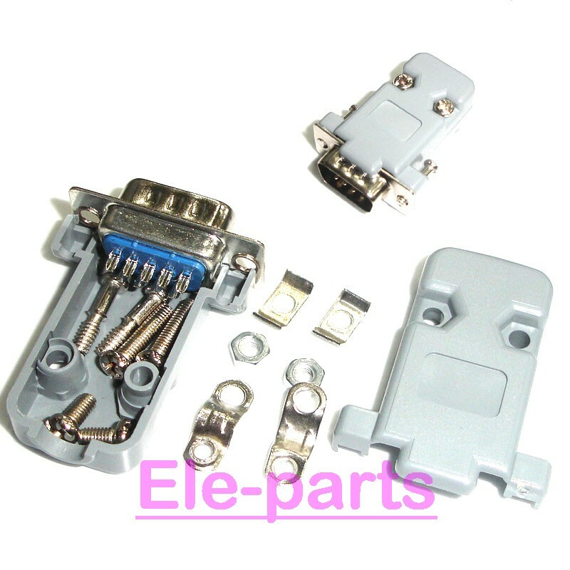 10 PCS DB9 9P Male Solder Cup + 10 PCS DB9 plastic hoods shells ...
