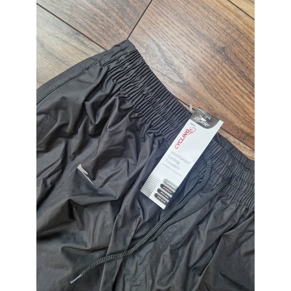 New! Mens Black Crane Cycling Waterproof Over Trousers Pants - Large ...