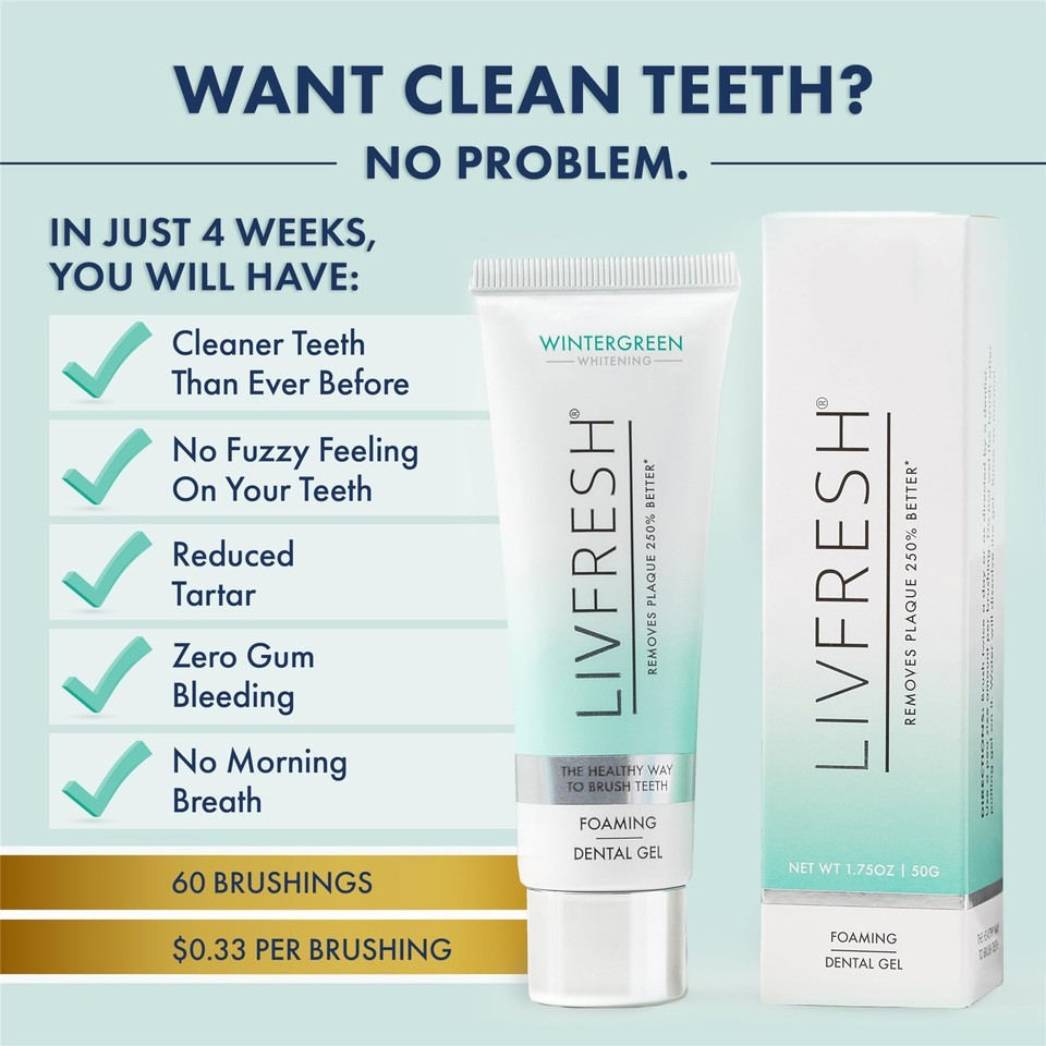 Livfresh Toothpaste Gel, Clinically Proven To Remove Plaque 250% Better ...