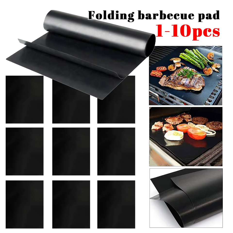 1-10PCS Non-Stick BBQ Grill Mat Reusable Heat Resistant Oven Liner ...