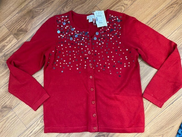 Red Sequin Sweater Cardigan For Girls
