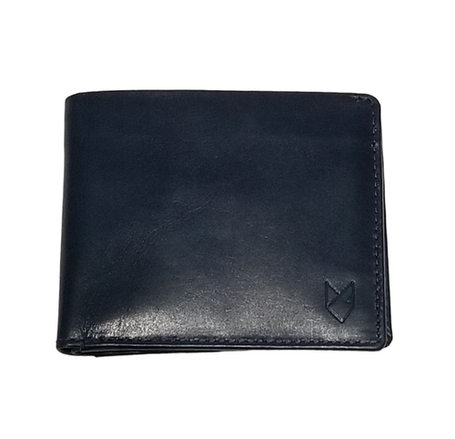Foxhackle Wallet Full Grain Leather Dark Navy Blue Slim Bi-fold Credit ...