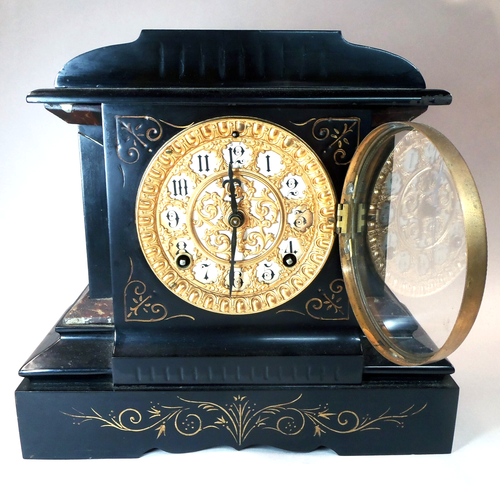 1882 Victorian ANSONIA Cast Iron Time & Strike 8-Day Black/Gold Mantle ...