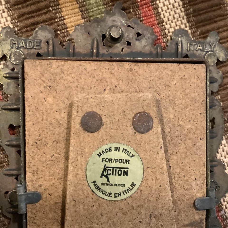 Vintage Italy mini tarnished metal ornate free standing picture photo ...