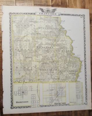 Antique Map - CRAWFORD COUNTY Illinois - Warner & Beers/Union Atlas Co ...