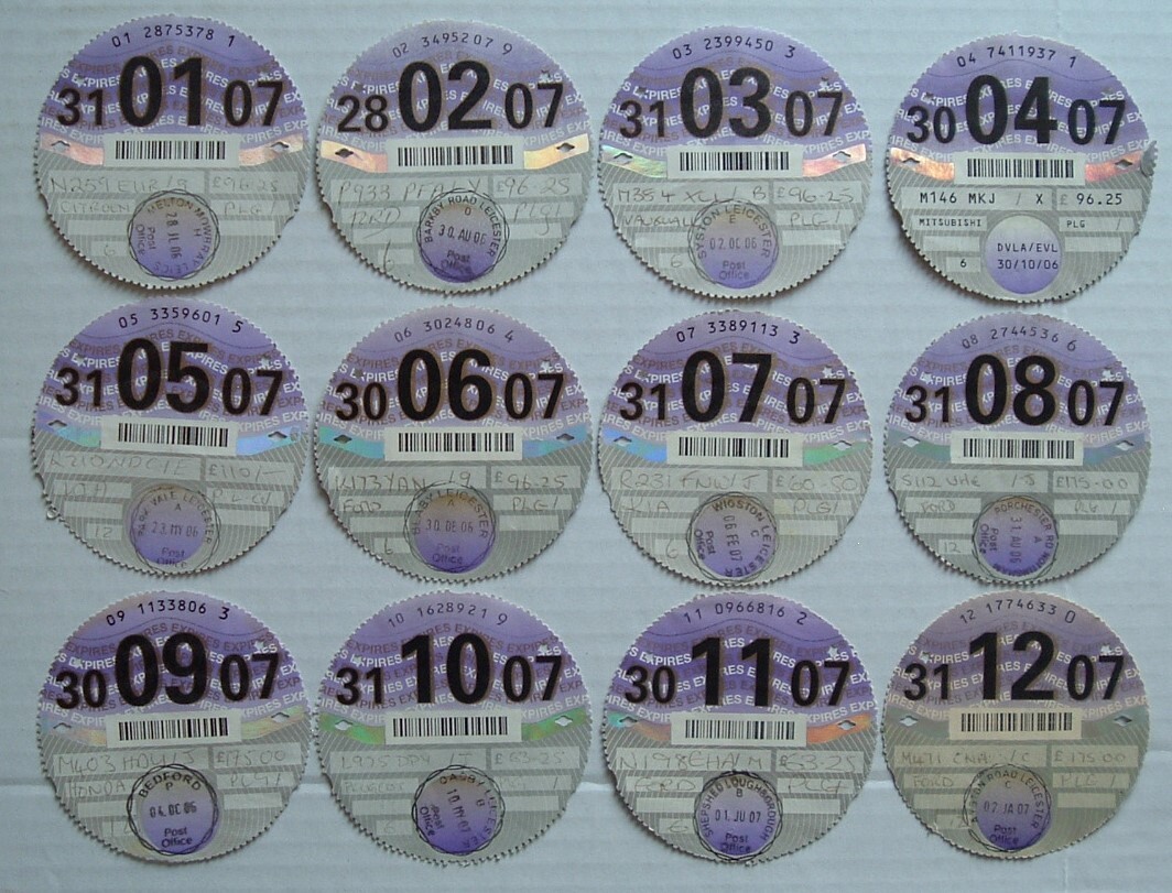 VINTAGE VEHICLE TAX DISCS set of 12 from 2007 AUTOMOBILIA | eBay UK