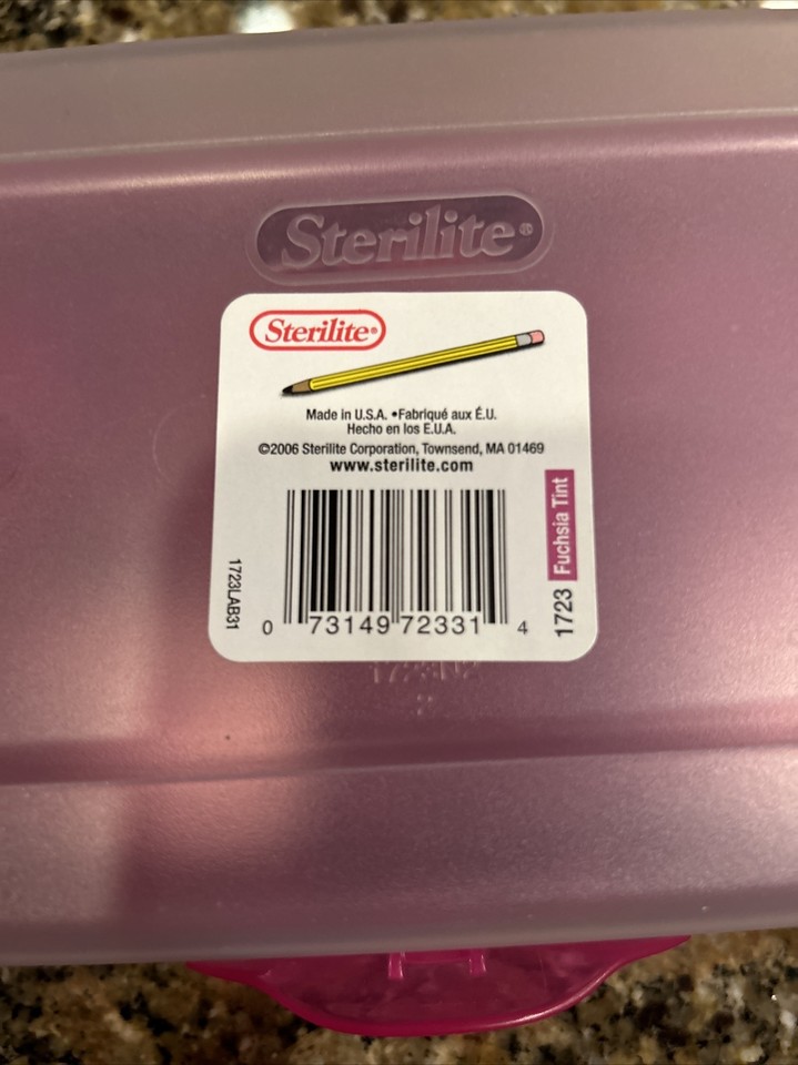 Sterilite Small Pencil Box Plastic, Clear Fuchsia Lid | eBay