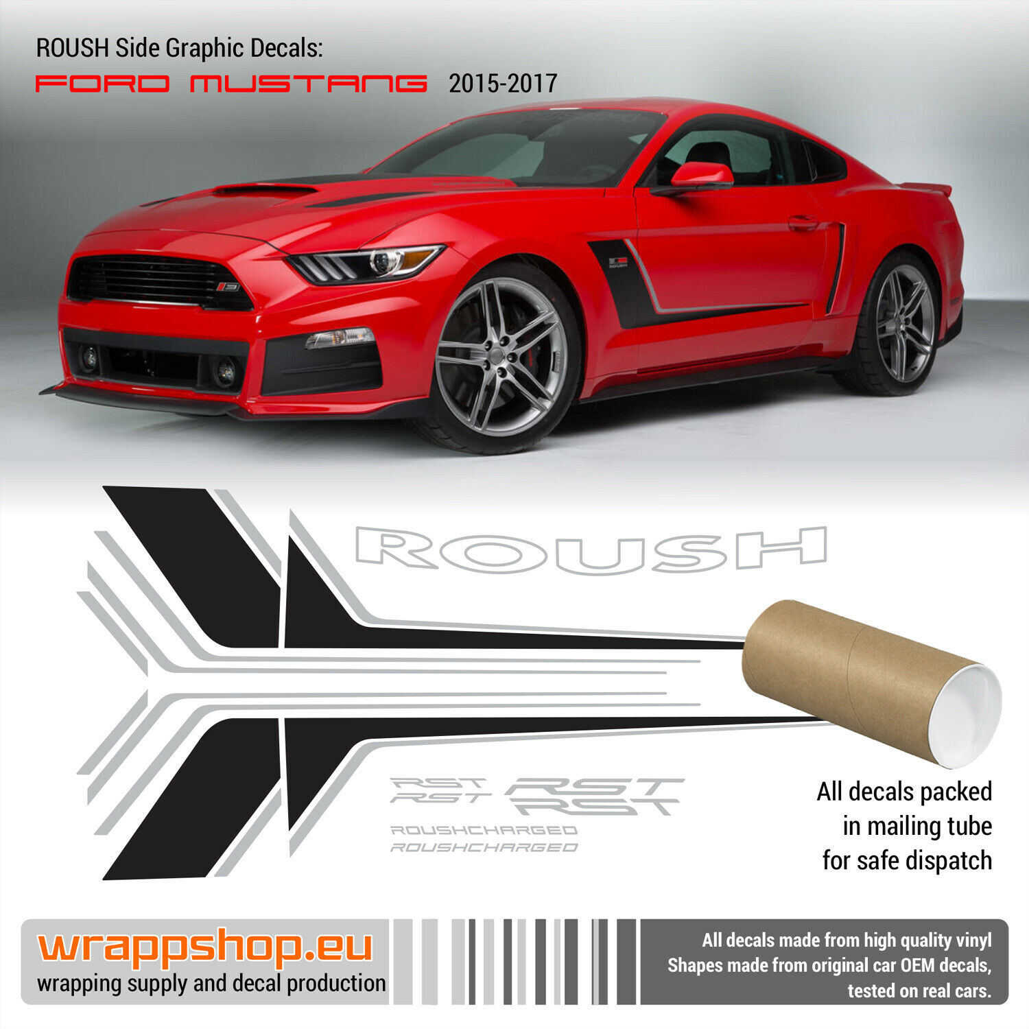 Roush Side Graphic Decals 2 colors for Ford Mustang 2015 - 2018 | eBay