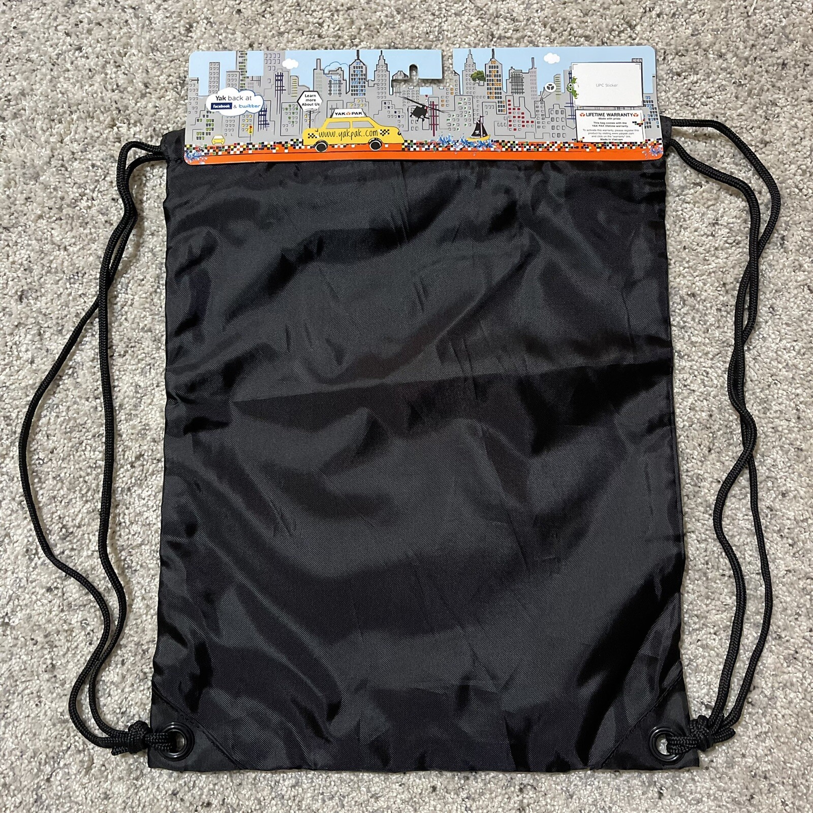 Yak Pak Gym Sack Drawstring Backpack Unisex Zipper Pockets New School ...