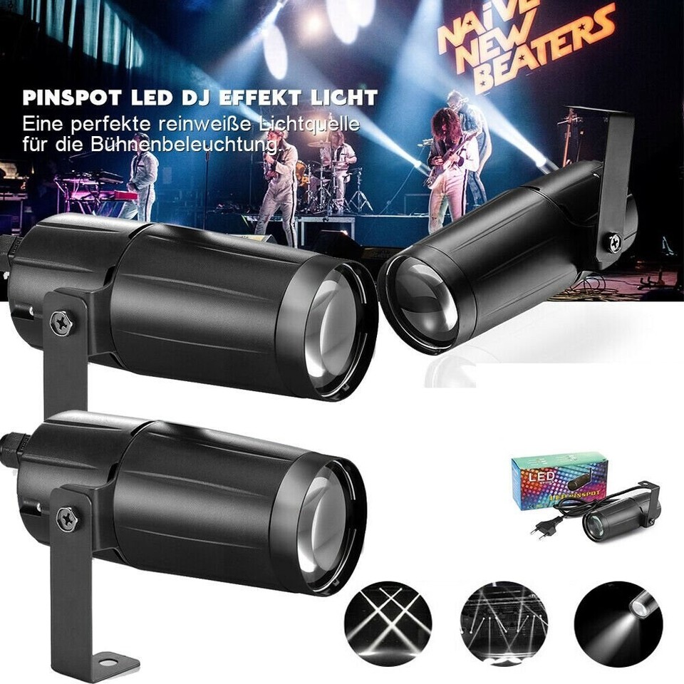 8PCS Mini White LED Disco Ball Pin Spot Lights Beam Club Party Stage ...